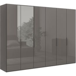 Falttürenschrank Wiemann "Ohio, Kleiderschrank, Schrank, Garderobe, mit Glasfront, 300 cm", lava, B:300cm H:216cm T:58cm, Schränke, inklusive Türdämpfung, hochwertige Glasfront