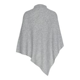 Strickponcho Pieces "PCFORTUNA HIGH NECK PONCHO NOOS BC", Damen, grau (medium grau melange), Strick, Obermaterial: 55% Polyester, 25% Polyacryl, 18% Nylon, 2% Elasthan, unifarben, ca. Mitte Oberschenkel, hoch geschlossener Ausschnitt, Pullover