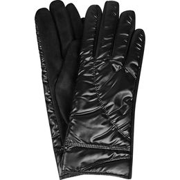 Fleecehandschuhe Capelli New York, Damen, schwarz, Single Jersey, Materialmix, metallic, unifarben, Handschuhe, mit glänzender Oberfläche