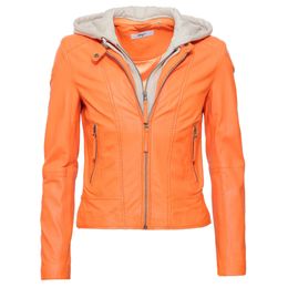 Lederjacke Maze "42021133", Damen, Gr. S, orange (tiger orange), Obermaterial: 100% Lammleder / Innenfutter: 100% Polyester / Kapuze: 55% Baumwolle, 45% Polyester, Jacken