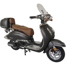 Motorroller Alpha Motors "Firenze Limited", schwarz (mattschwarz, braun), Motorroller, 25 km/h, im Retro-Look, B:85cm H:108,5cm L:189cm