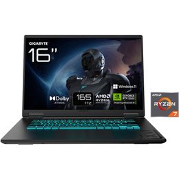 Gigabyte Gaming-Notebook "A16 3THK3DE894SH", schwarz steel, 16 GB RAM 1.000 GB SSD, Ryzen 7, Windows 11, Notebooks
