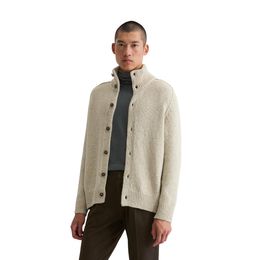 Marc O'Polo Cardigan MARC O'POLO "aus weichem Schafwoll-Mix", Herren, Gr. L, gray silk, Obermaterial: 31% Wolle (Schafwolle), 29% Schurwolle, 20% Viskose, 20% Polyamid, unifarben, regular fit, Rippbündchen, Strickjacken