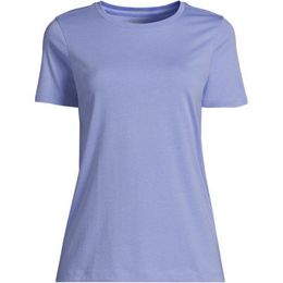 LANDS' END Supima Kurzarm-Shirt mit rundem Ausschnitt, Damen,  Lila, Baumwolle, by Lands' End