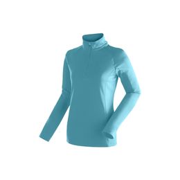 Fleecepullover Maier Sports "Eva", Damen, Gr. 42, aquablau, 100% Polyester, hoch geschlossener Ausschnitt, Sweatshirts, Damen Fleece, funktioneller Midlayer, Half-Zip, Regular Fit