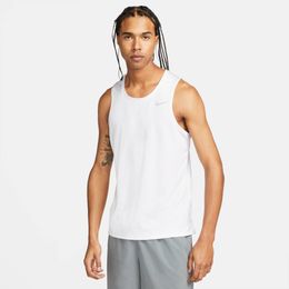 Lauftop Nike "M NK DF MILER TANK", Herren, Gr. M, weiß, reflective silv, Obermaterial: 100% Polyester, Rundhals, Tops