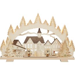 SAICO Original LED Schwibbogen &raquo;Premium-Line-Lichterbogen, Weihnachtsmarktzauber&laquo; Premium LED-Beleuchtung, warmwei&szlig;, BxHxT: 52x34,5x5 cm Holz 