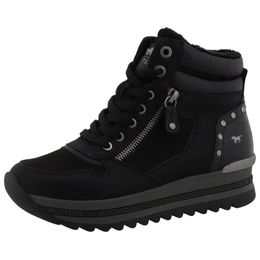 Winterboots Mustang Shoes "Urbana", Damen, Gr. 36, schwarz, Lederimitat, Textil, Schuhe, Plateausneaker, Winterboots mit Warmfutter