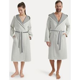 Möve Damenbademantel MÖVE "New Heritage ideal für Sauna & Spa, Hotelbademantel, Morgenmantel" Gr. 38, beige (nature, schwarz), L:120cm, Baumwolle, Hausmäntel, 100% Premium Baumwolle