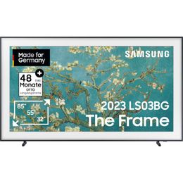 Samsung LED-Fernseher »GQ85LS03BGU« 214 cm/85 Smart-TV Mattes Display, Austauschbare Rahmen, Art Mode schwarz Die QLED-Bildqualität bringt das...