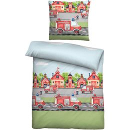 Biberna Kinderbettw&auml;sche &raquo;0004523&laquo; 2 Stk. tlg. wohlig warm + weich, pflegeleicht, 100% Baumwolle, Rei&szlig;verschluss pistaziengr&uuml;n Obermaterial: 100%...