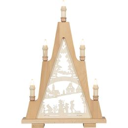 SAICO Original LED Lichterbogen &raquo;Lichterspitze, Winterfreuden&laquo; Premium LED-Beleuchtung, warmwei&szlig;, BxHxT: 35x51,5x6 cm Holz teilmassiv