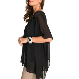 HERMANN LANGE Collection Blusenponcho mit weiten Ärmeln, Poncho, transparent schwarz 50 50 Weite Bluse von HERMANN LANGE