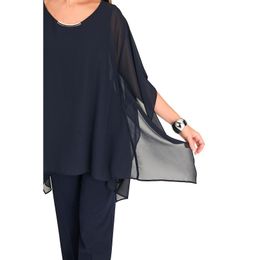 HERMANN LANGE Collection Blusenponcho mit weiten Ärmeln, Poncho, transparent marine 48 48 Weite Bluse von HERMANN LANGE