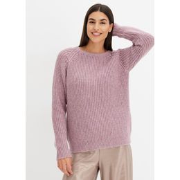 bonprix Grobstrickpullover mit Glanzgarn, rosa, Gr.52/54 (XXL), Eleganter Grobstrickpullover mit Glanzgarn