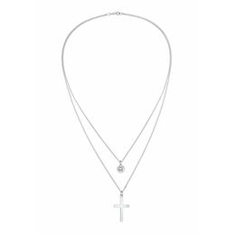 Elli Necklace 'Layer Kreuz' female Silver size 40