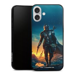 DeinDesign iPhone 16 Plus Handy Slim Case extra dünn Silikon Handyhülle schwarz Hülle Sunset The Mandalorian Star Wars Silikon Slim Case