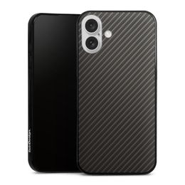 DeinDesign iPhone 16 Plus Handy Slim Case extra dünn Silikon Handyhülle schwarz Hülle Muster Carbon Metallic Look Silikon Slim Case