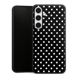 DeinDesign Galaxy S24+ Handy Premium Silikon Hülle Handyhülle schwarz Case Points Retro Polka Dots Silikon Premium Case