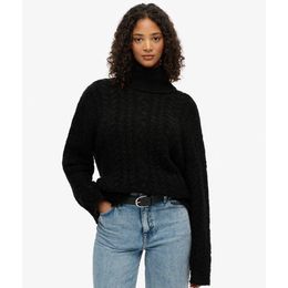 Superdry Damen Strickpullover mit Rollkragen und Zopfmuster Black - Gr&ouml;&szlig;e: 40 210322750069702A019