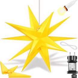 Kesser® Leuchtstern 3D, LED Weihnachtsstern mit Timer für innen und außen, Adventsstern Beleuchtet hängend Stern + Warmweiß Licht