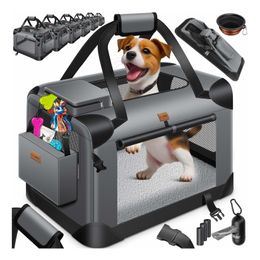 LOVPET® Hundebox Hundetransportbox faltbar Inkl.Hundenapf Transporttasche Hundetasche Transportbox für Haustiere, Hunde und Katzen Haustiertransportbox