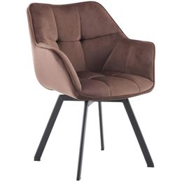 CLP Esszimmerstuhl Jordi aus Samt Drehbarer Sessel f&uuml;r Wohn- und Essbereiche Ergonomisches Design belastbar bis 150 kg