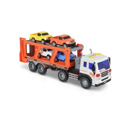 Moni Spielzeug Autotransporter WY572A, Soundfunktion, 1:16, Ladefläche, 4 Autos orange