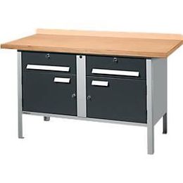 Schäfer Shop Kastenwerkbank Schäfer Shop Select PWi 150-0, Buche Multiplexplatte, bis 750 kg, B 1500 x T 700 x H 840 mm, Anthrazit