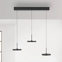 JUST LIGHT. LED-Hängeleuchte Plata, schwarz, 3-fl., 3.000 K