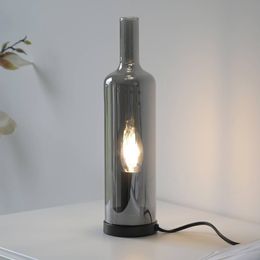 JUST LIGHT. Tischleuchte Bottle, rauchgrau, Glas, E14