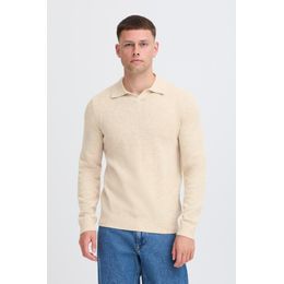 Polokragenpullover Blend "BHBRANKO POLO SPLITN.", Herren, Gr. S, crockery melange, Strick, Obermaterial: 60% Wolle, 40% Nylon, unifarben, regular fit hüftlang, V-Ausschnitt, Strickbündchen, Pullover