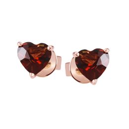 Paar Ohrstecker Firetti "Schmuck Geschenk Gold 375 Ohrschmuck Ohrringe Herz", roségoldfarben, rot, rot, Ohrringe, Damen, Roségold 375, mit Granat oder Topas (behandelt)