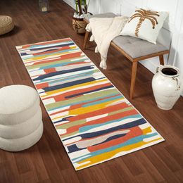 Teppich LIVABLISS "HOUSTON", bunt, B:80cm H:11mm L:220cm, Kunstfaser, Teppiche, Skandi Design, Modern Boho Kurzflor Wohnzimmerteppich, Schlafzimmer