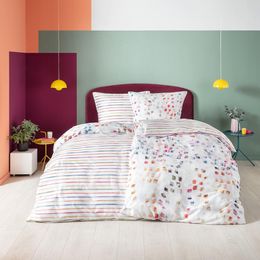 Bettwäsche Estella "Audrey", multicolor, B/L: 135cm x 200cm, 1 Stk., 1 Stk., Mako-Satin, B/L: 80cm x 80cm, Mako-Satin, Obermaterial: 100% Baumwolle, Bettwäsche