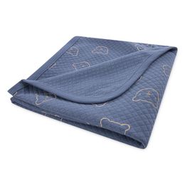 Babydecke HUGGIES BABYWEAR "HGHB QUILTED RECEIVING BLANKET", Baby, huggies vintage indigo, Baumwolle, bedruckt, Wohndecken, mit Teddy-Motiv, leicht gesteppt