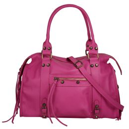 Shopper FORTY, Damen, Gr. B/H/T: 38cm x 25cm x 14cm onesize, pink, Leder, leicht glänzend, unifarben, Taschen, echt Leder, Made in Italy