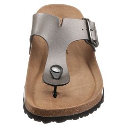 Zehentrenner Tamaris "CORRA", Damen, Gr. 38, silber (anthrazit), Lederimitat, Schuhe Zehentrenner, Sommerschuh, Schlappen mit angenehmen Zehensteg