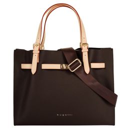 Henkeltasche Bugatti "ELLA", Damen, Gr. B/H/T: 37cm x 27cm x 14cm onesize, braun, Kunstfaser, leicht glänzend, unifarben, Taschen