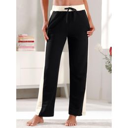 Jerseyhose, Damen, Gr. 48/50, Normalgrößen, schwarz-weiß (schwarz, ecru), 64% Viskose, 30% Polyester, 6% Elasthan, unifarben, Hosen