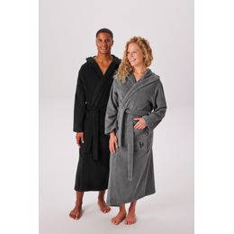 Unisex-Bademantel Bruno Banani "Robby, ideal für Sauna & Spa, Standardlänge & Überlänge" Gr. L, schwarz, L:134cm, Walkfrottee, Hausmäntel, Damen & Herren Bademäntel, Baumwolle, mit Taschen, Sauna, XS-3XL