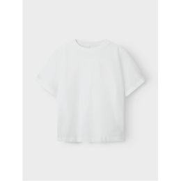 T-Shirt name it "NKMVOBBO SS NREG TOP NOOS", Jungen, Gr. 146 (152), weiß (hellweiß (blank)), Jersey, Obermaterial: 100% Baumwolle, unifarben, loose fit hüftlang, Rundhals, abgesteppte Kante, Shirts, loose fit mit leicht überschnittenen Schultern