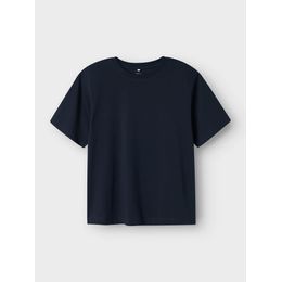 T-Shirt name it "NKMVOBBO SS NREG TOP NOOS", Jungen, Gr. 146 (152), schwarz sapphire (blank), Jersey, Obermaterial: 100% Baumwolle, unifarben, loose fit hüftlang, Rundhals, abgesteppte Kante, Shirts, loose fit mit leicht überschnittenen Schultern