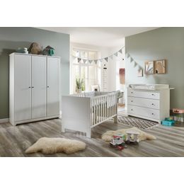 Babyzimmer-Komplettset Arthur Berndt "Thilo", Baby, Gr. Kinderbett, Kleiderschrank & Wickelkommode, B/H: 70cm x 140cm, Kinderbett, Kleiderschrank & Wickelkommode, weiß, Holzwerkstoff, MDF, Massivholz, Schlafzimmermöbel-Sets, Made in Germany; mit Kinderbett, Schrank und Wickelkommode