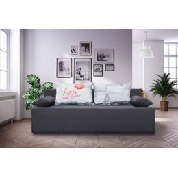 3-Sitzer exxpo - SOFA FASHION "Tabou Paris Schlafsofa mit Stauraum", bunt (anthrazit, rot), B:193cm H:88cm T:85cm, Sofas, mit Schlaffunktion und Bettkasten, inkl. loser Zier- und R&uuml;ckenkissen