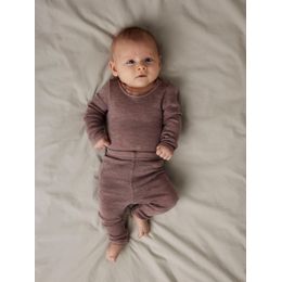 Langarmbody name it "NBFWANG WOOL NEEDLE LS BODY SOLID NOOS", Baby, Gr. 50, N-Gr, antler, Strick, Obermaterial: 100% Wolle, regular fit, Rundhals, Bodys, aus reiner Merinowolle