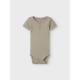 Kurzarmbody name it "NBMKAB SS BODY NOOS", Baby, Gr. 62, N-Gr, beige (pure cashmere), Obermaterial: 57% Baumwolle, 38% Modal, 5% Elasthan, unifarben, regular fit normal, Rundhals, Bodys