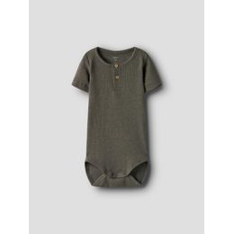 Kurzarmbody name it "NBMKAB SS BODY NOOS", Baby, Gr. 68, N-Gr, bungee cord detail:melange, Obermaterial: 57% Baumwolle, 38% Modal, 5% Elasthan, meliert, regular fit normal, Rundhals, Bodys