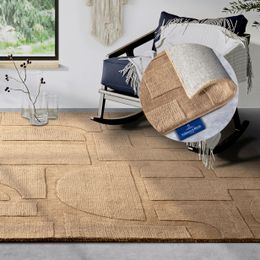Villeroy & Boch Wollteppich VILLEROY & BOCH "Alexis", beige, B:160cm H:10mm L:230cm, Wolle, Teppiche, Handgewebt, Wolle, Natur, Wohnzimmer, Geometrie, Boho, Design