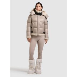 Steppjacke Khujo "JACKE", Damen, Gr. M, greige, 100% Nylon, unifarben, eingesetzt elastischer Bund mit Windstopper, Jacken